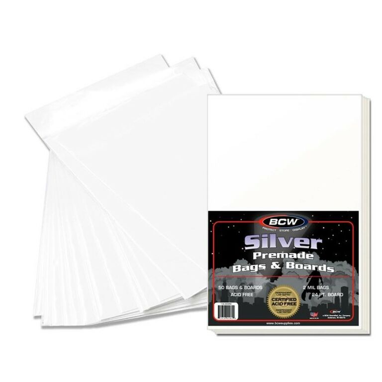 BCW Premade Silver Comic Bag and Board x 50 - Retrospace